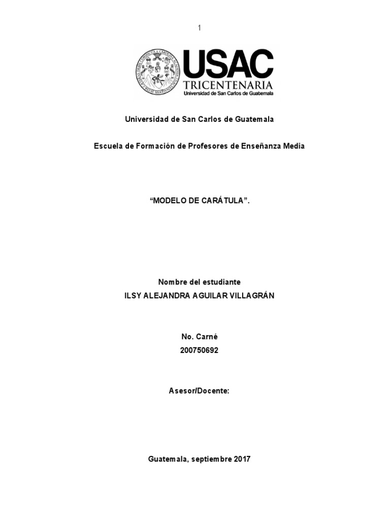 Modelo de Carátula Universitaria | PDF | Relaciones personales, crianza ...