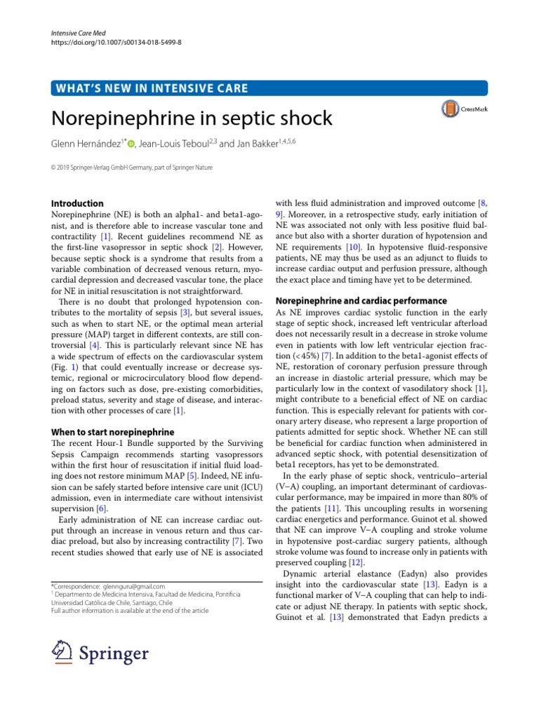 2019 - Norepinephrine in Septic Shock | PDF | Shock (Circulatory) | Sepsis