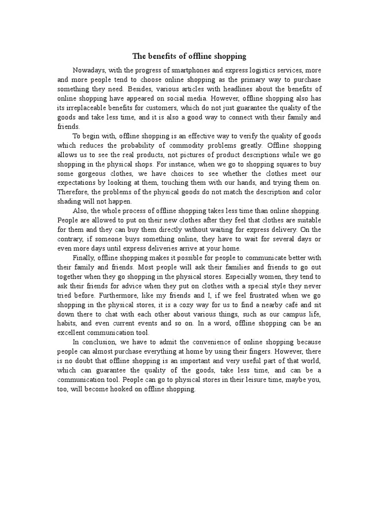 The Benefits of Offline Shopping | PDF | Online Shopping | Online And ...