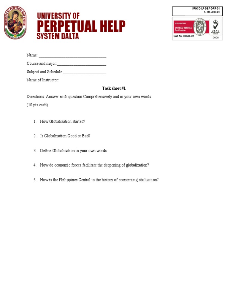 Contemporary World Tasksheet #1 Critique Paper | PDF