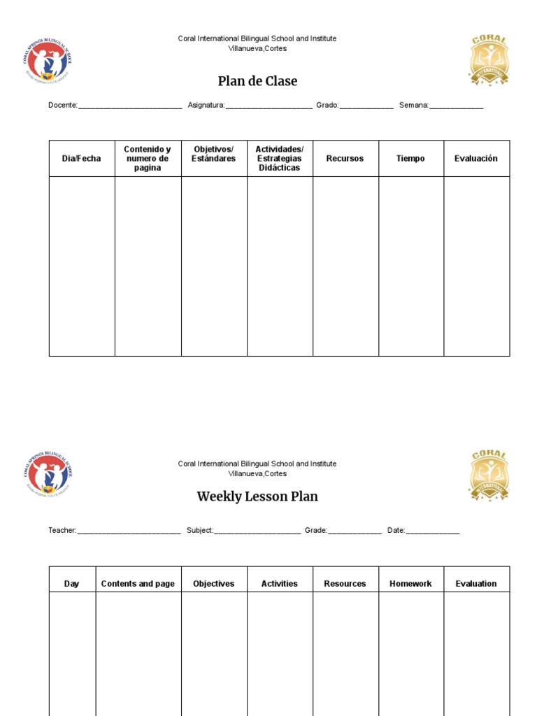 Formato Plan de Clase 2023 | PDF
