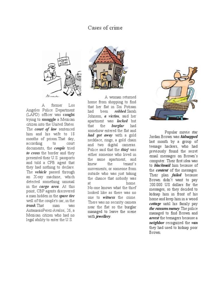Cases of Crime Reading Comprehension Exercises - 92789 | PDF | Police ...