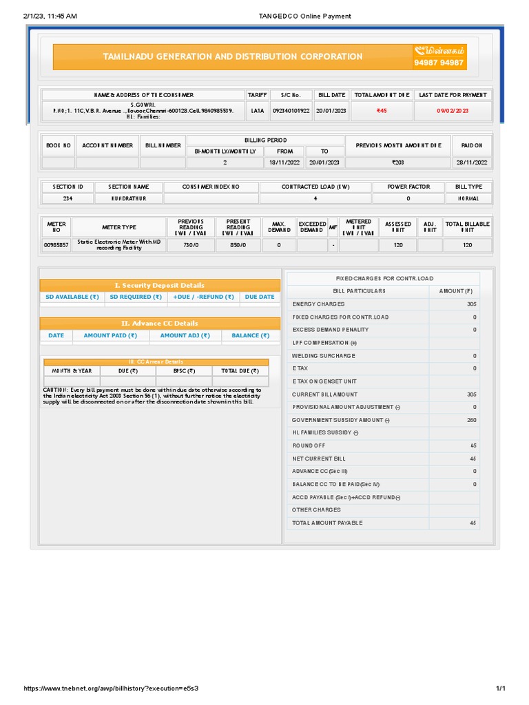 TANGEDCO Online Payment-1 | PDF | Physical Quantities | Payments