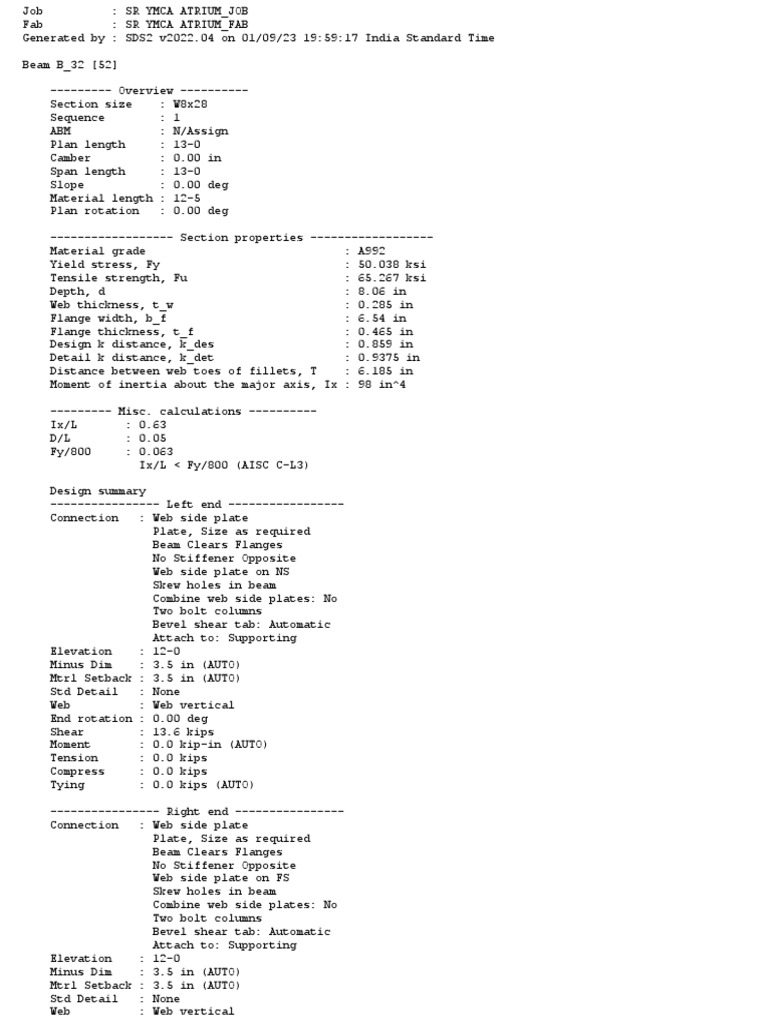 W8x28 Beam To W6x15 Column Calc | PDF | Strength Of Materials | Beam ...