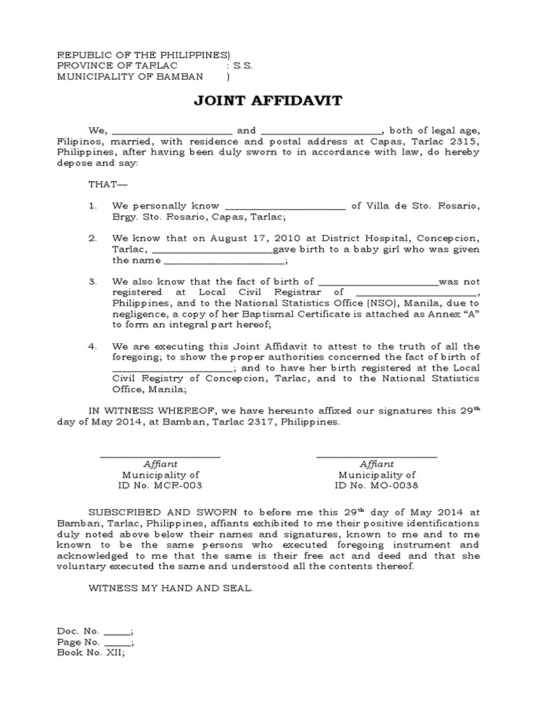 Affidavit For Registration | PDF | Social Science