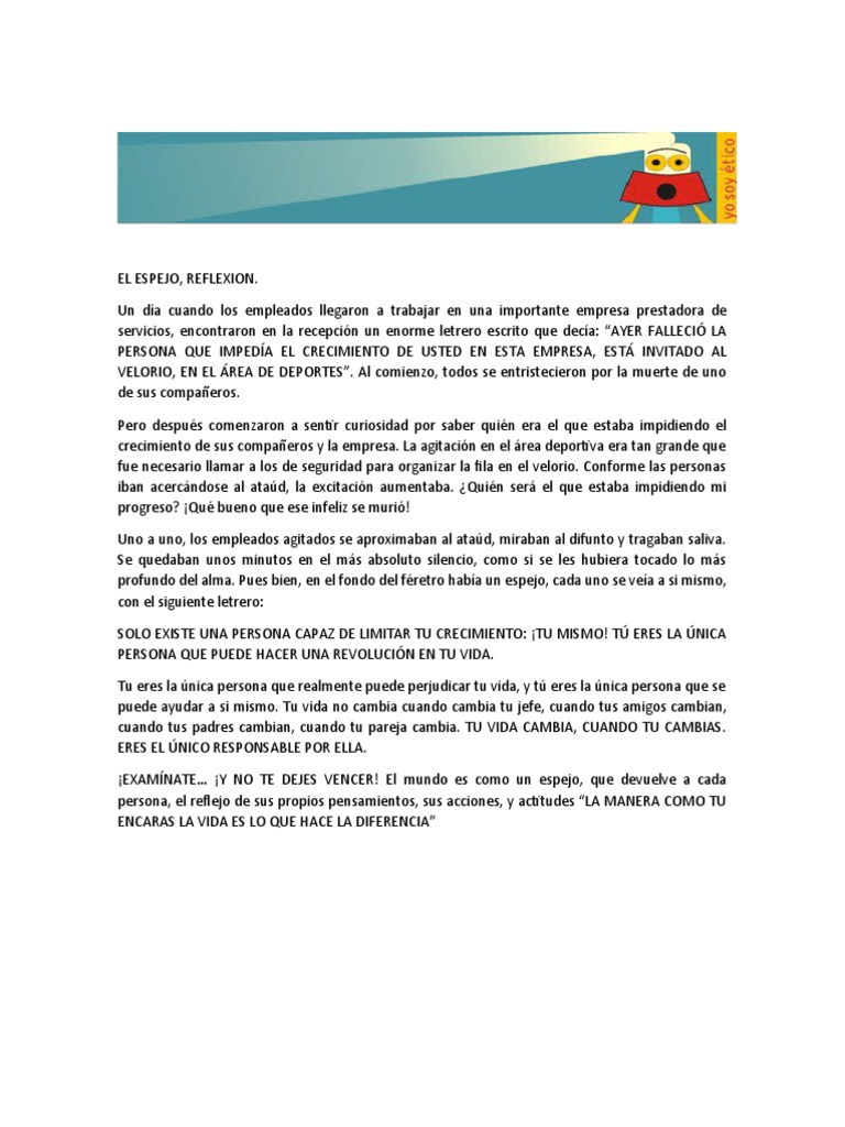 EL ESPEJO Reflexion. | PDF