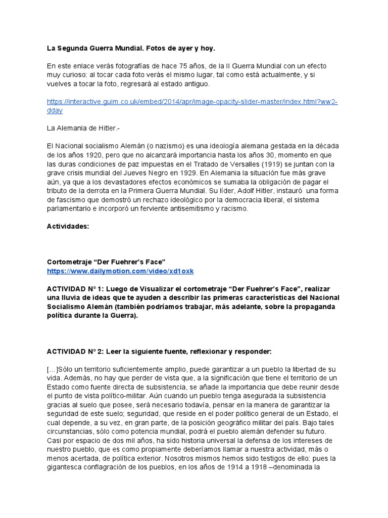 Tema 9. La Segunda Guerra Mundial | PDF | nazismo | Adolf Hitler