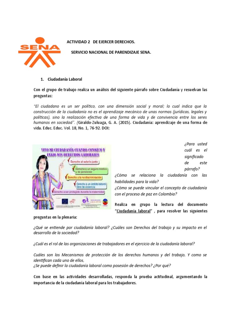 Actividad 2 de Ejercer Derechos Ciudadania Laboral. | PDF
