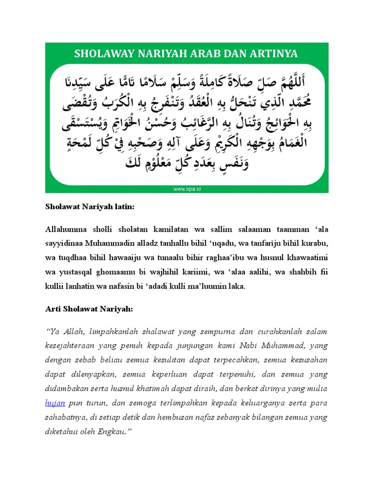 Sholawat Nariyah Latin | PDF