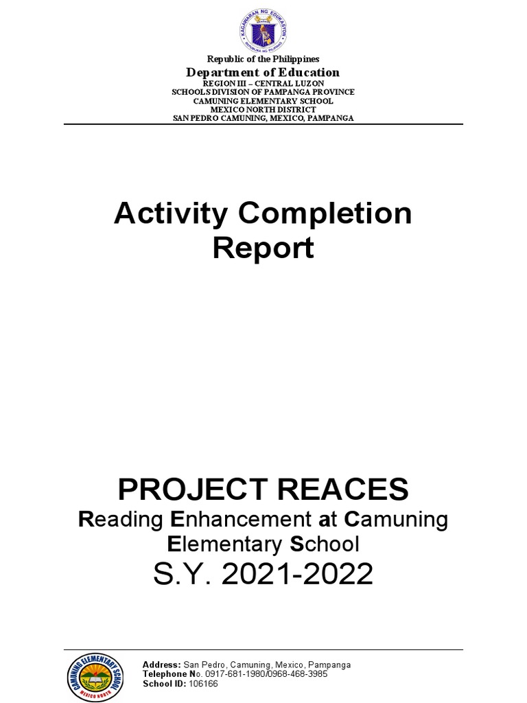 Accomplishment Report Project REACES | PDF