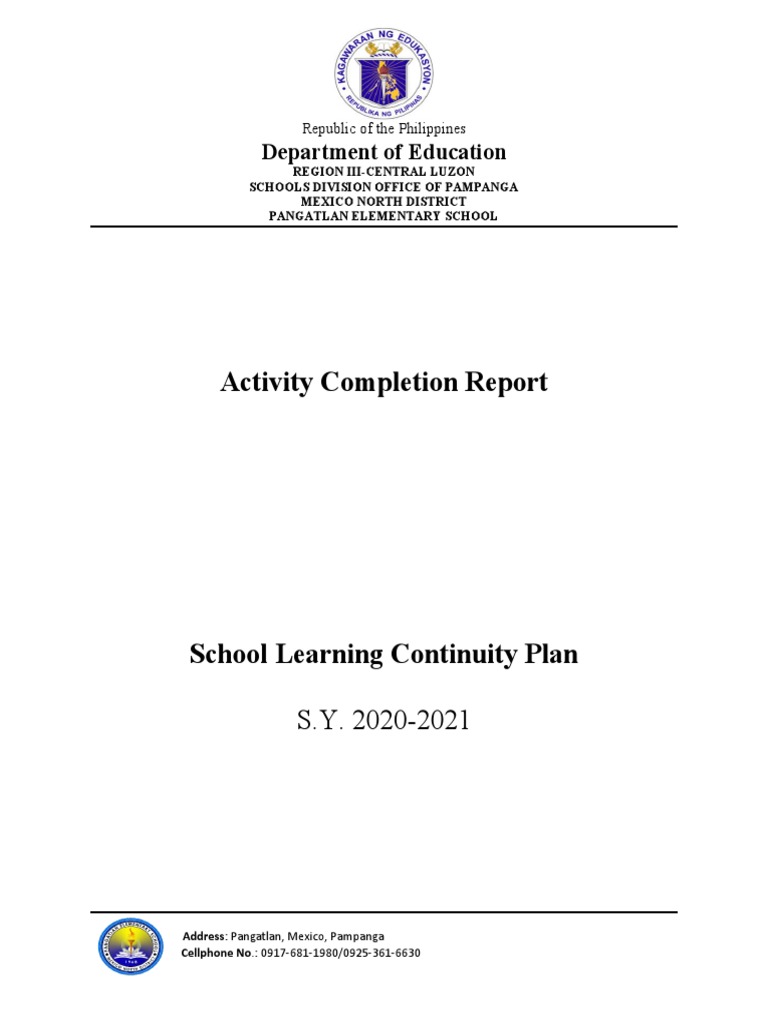 Activity Completion Report | PDF | Learning | Governance