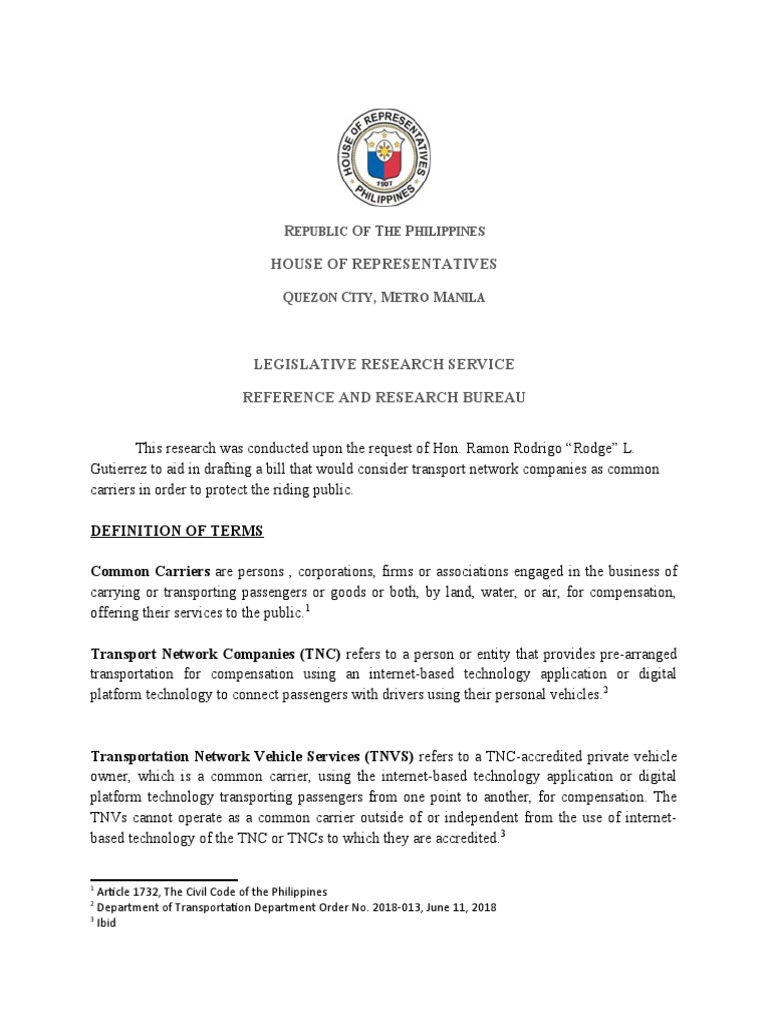 Research On Common Carriers | PDF | Legal Liability | Manila