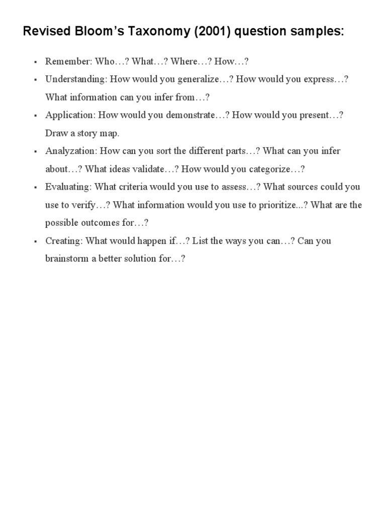 Revised Bloom's Taxonomy 2001 | PDF