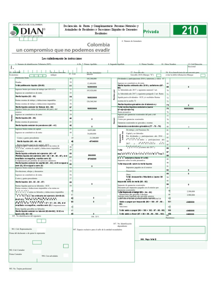 Formulario 210 Sistema Cedular | PDF | Impuesto sobre la renta | Impuestos