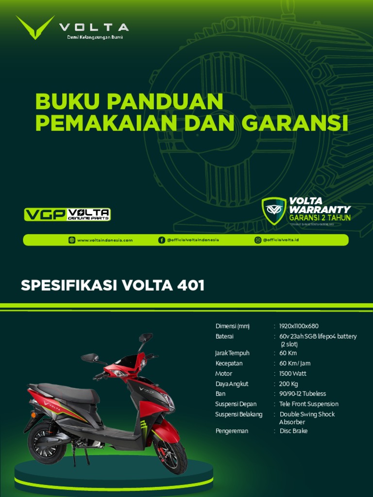 Panduan Penggunaan Motor Volta 401 | PDF