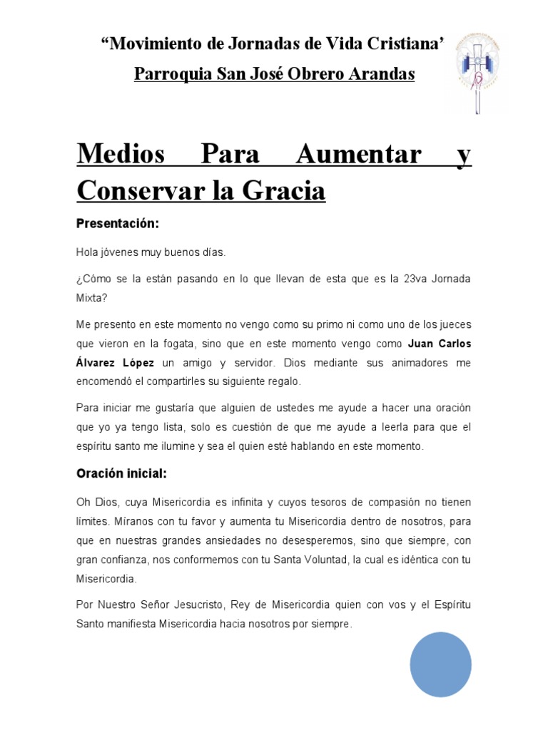 TEMA - Medios para Aumentar y Conservar La Gracia | PDF | Confirmación | Sacramentos