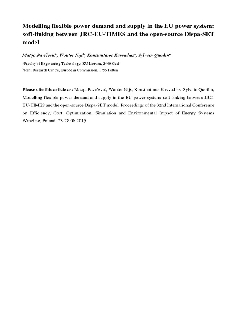 Modelling Flexible Power Demand and Supply in The EU Power System: Soft ...