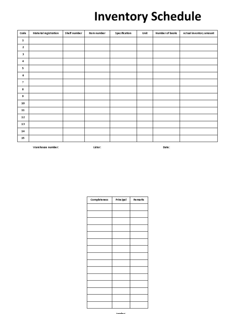 Inventory Schedule | PDF