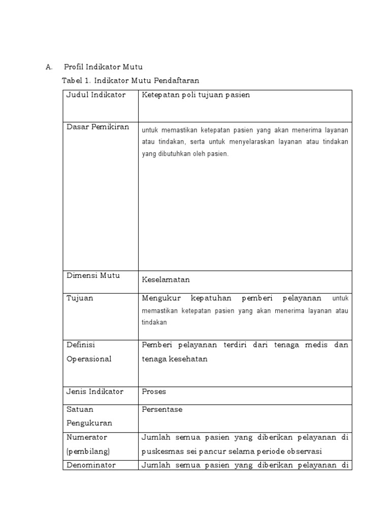 Indikator Mutu Ketepatan Poli Tujuan | PDF | Sains & Matematika
