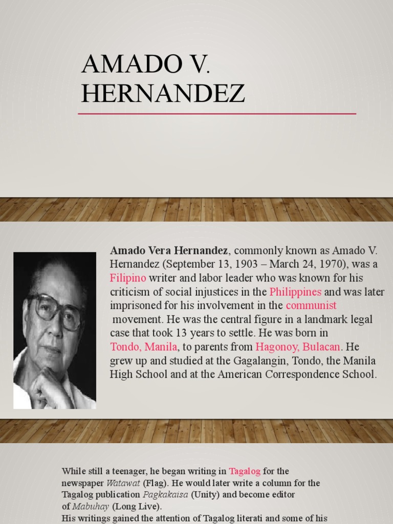Amado V. Hernandez: Filipino Writer & Activist | PDF