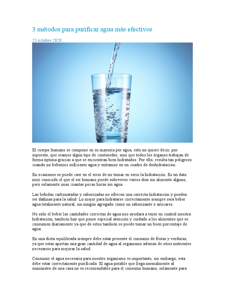 3 Métodos para Purificar Agua Más Efectivos | PDF | Agua | Agua potable