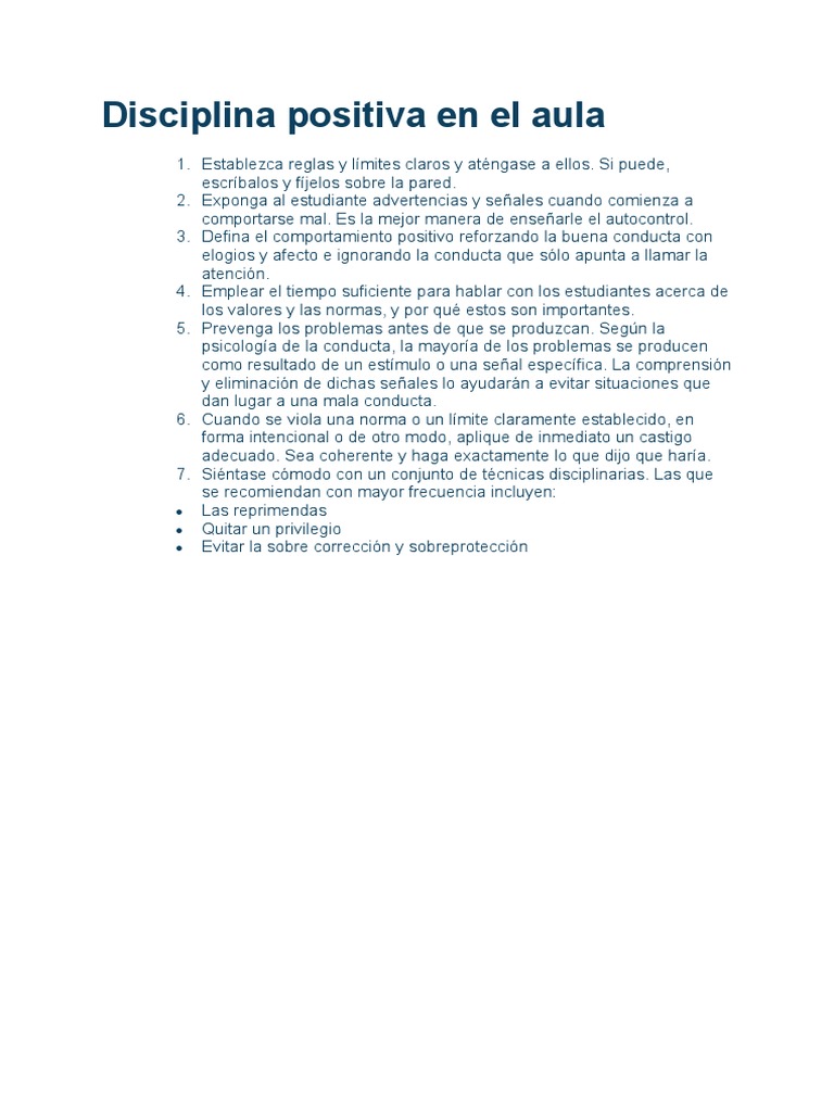 Disciplina Positiva en El Aula | PDF