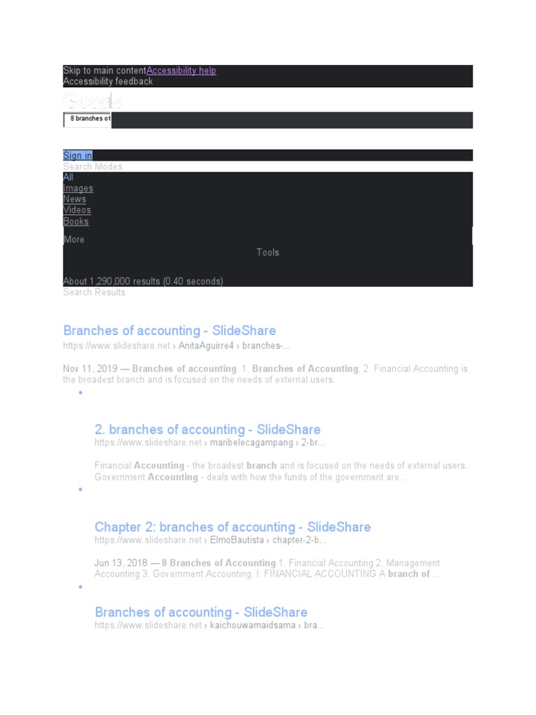 Branches of Accounting - Slideshare: Sign in | PDF | Accounting ...