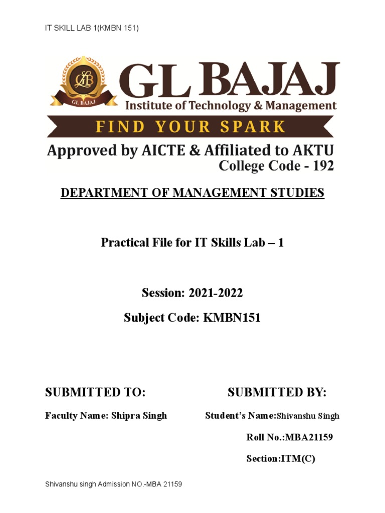 Shivanshu Singh Addmission Number (MBA21159) - Google Docs IT PRACTICAL ...