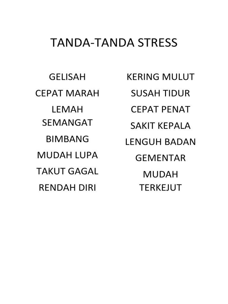Tanda-tanda Stress dan Cara Mengatasinya | PDF