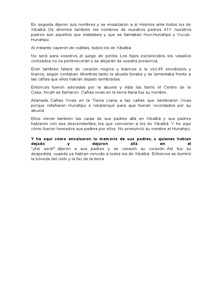 Resumen Del Capitulo 14 de Popol Vuh | PDF Resumen Del Capitulo 14 de Popol Vuh | PDF