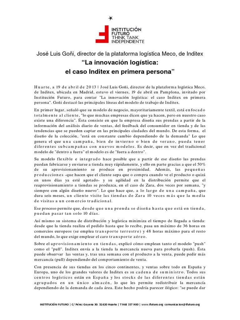 Innovación logística en Inditex Meco | PDF | Logística | Procesos de ...
