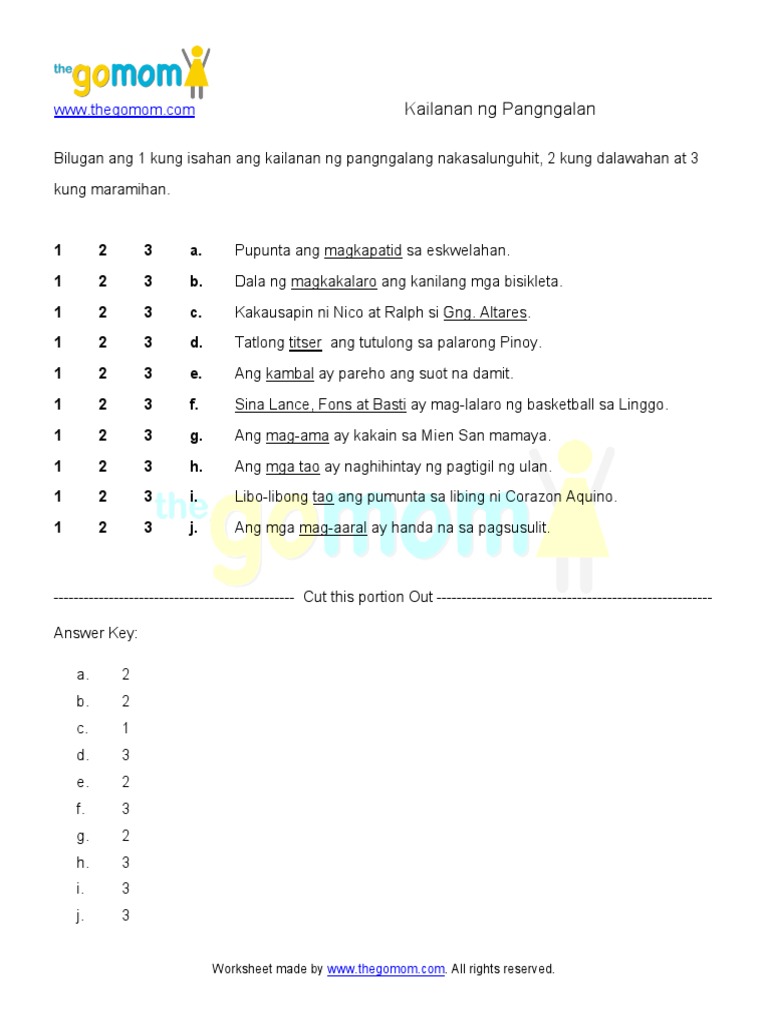 Kailanan NG Pangngalan 6 Worksheet 2 | PDF Kailanan NG Pangngalan 6 Worksheet 2 | PDF