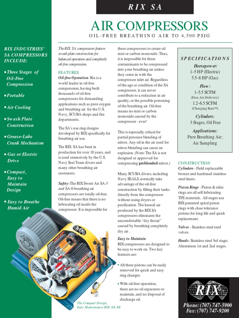 Rix SA6E Olievrije Compressor | PDF | Piston | Mechanical Engineering