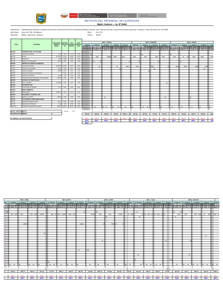 14.1 Programacion Mensual y Resuemn de Cargas | PDF