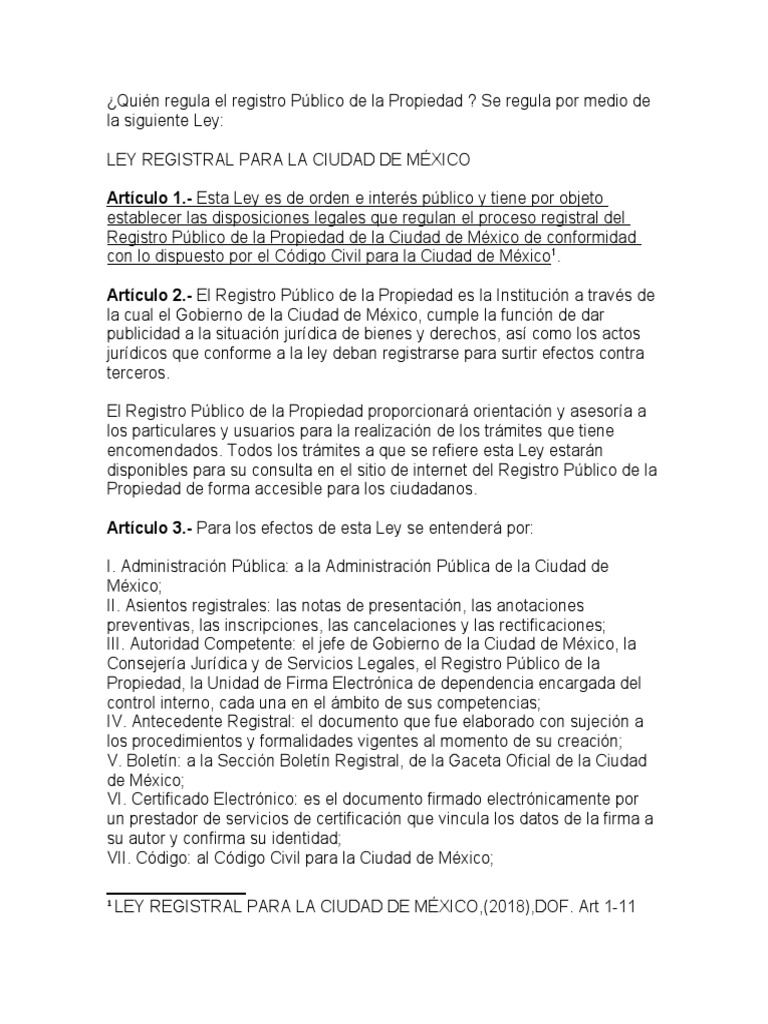 Quién Lo Regula y Costos de El Registro Público de La Propiedad | PDF ...