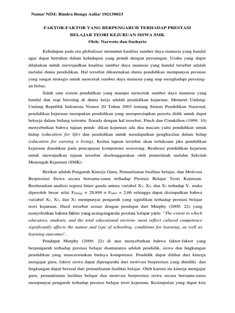 Rindra Bunga Aulia - 5 Artikel Jurnal Psikologi Pendidikan | PDF