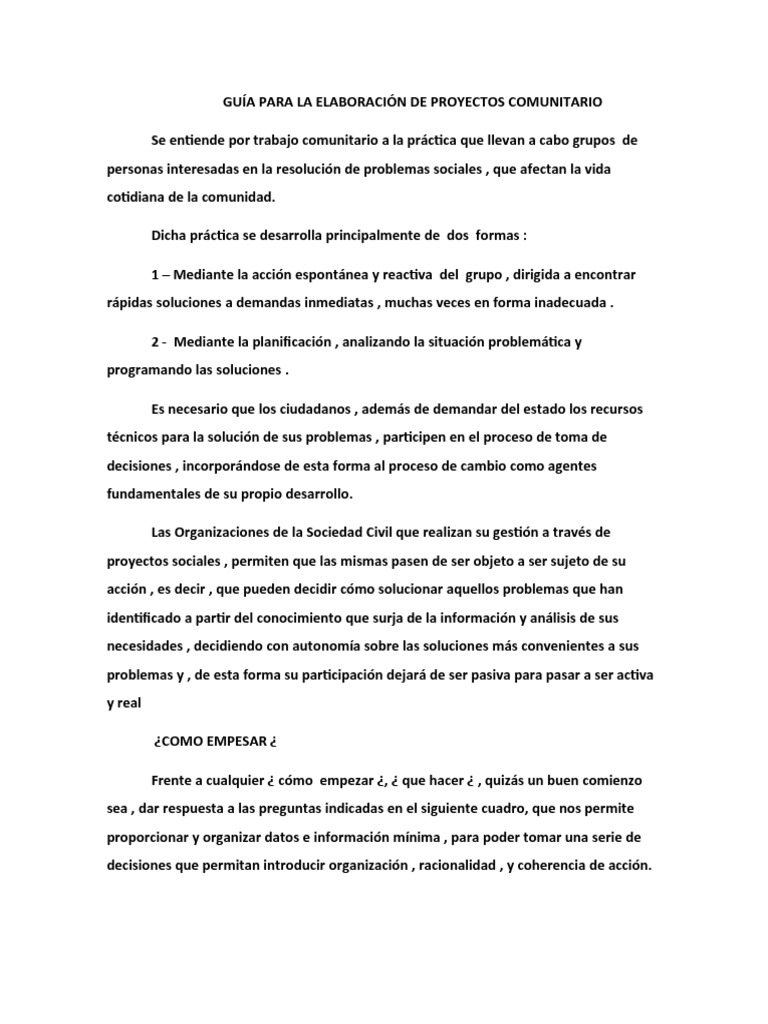 Guía paso a paso para el desarrollo de proyectos comunitarios efectivos ...