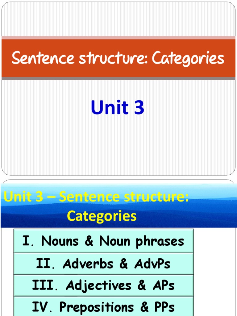 Sentence Structure Categories Guide | PDF | Noun | Phrase