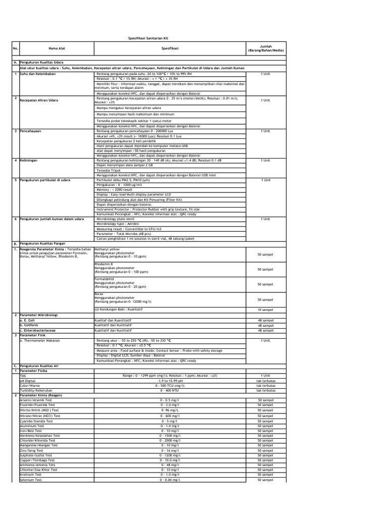 1 - Spesifikasi Sanitarian Kit GN 60 InScienPro | PDF