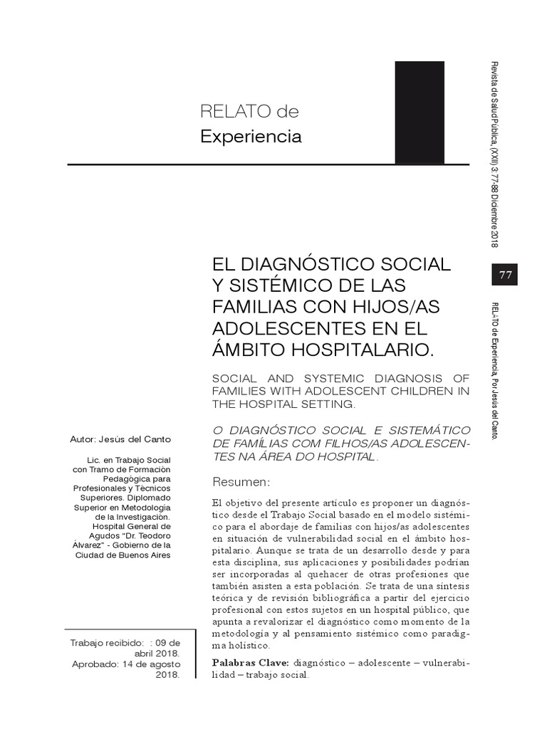 El Diagnostico Social y Sistemico de Las | PDF | Trabajo Social | Adultos
