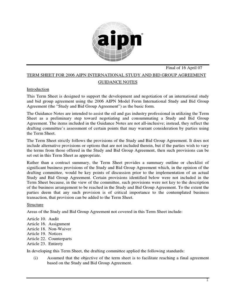 AIPN 2008 Guidance Notes (Study and Bid Group) | PDF | Negotiation ...