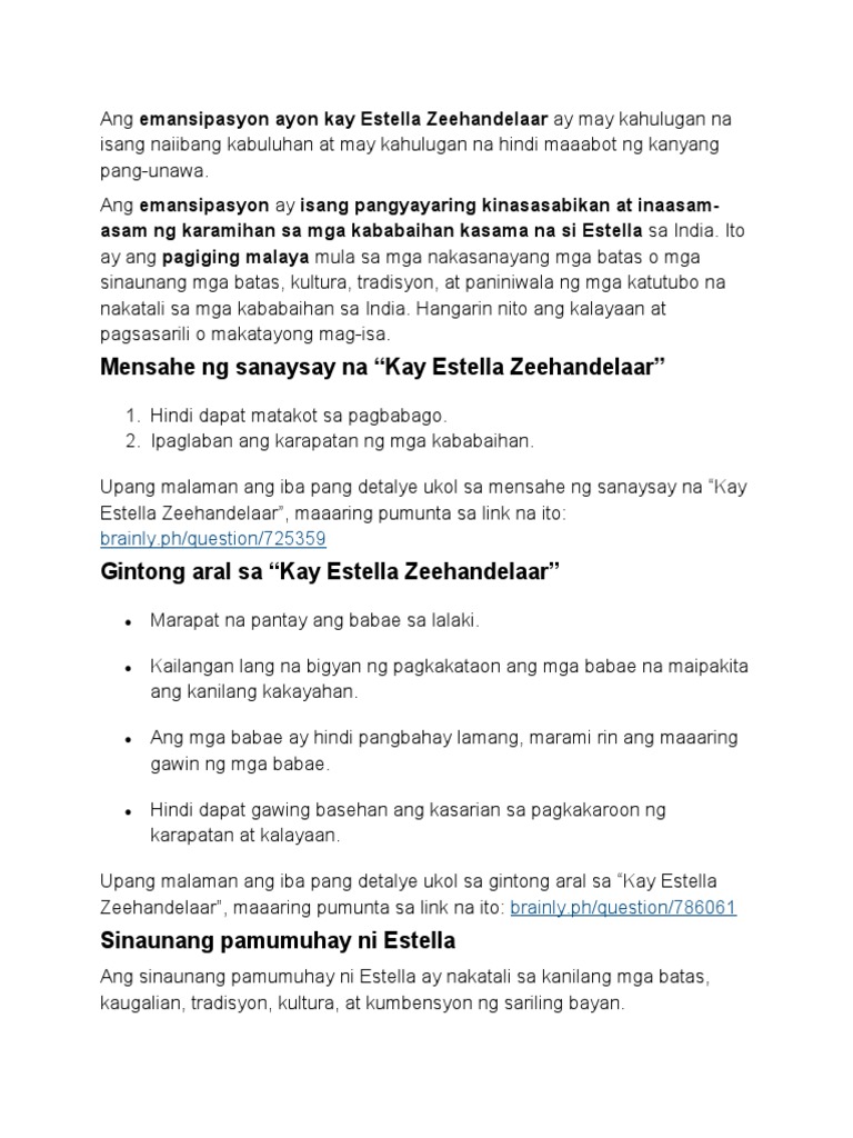 Mensahe Estela Zeehandelar | PDF