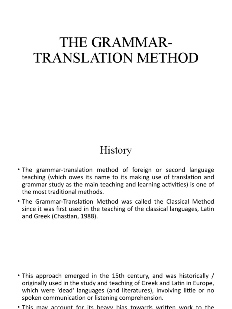 Grammar Translation Method | PDF | Second Language | Language Education