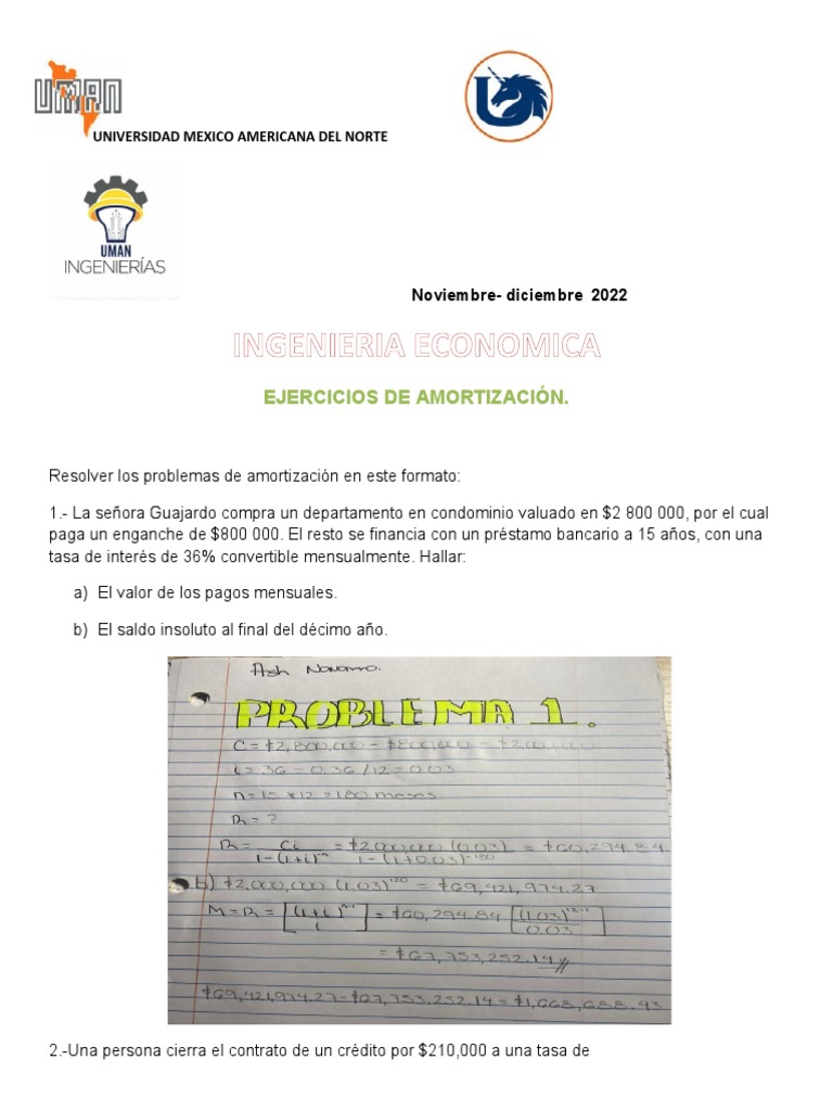 Ejercicios Amortización | PDF