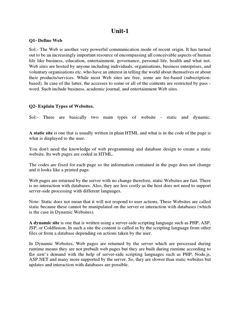 Web Designing Notes | PDF | World Wide Web | Internet & Web