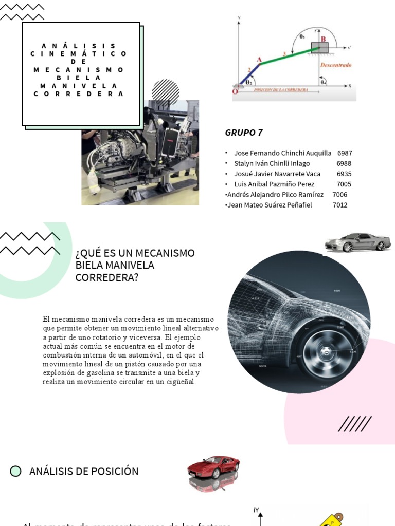 Análisis Cinemático Mecanismo Biela Manivela Corredera GRUPO 7 | PDF | Rotación | Pistón
