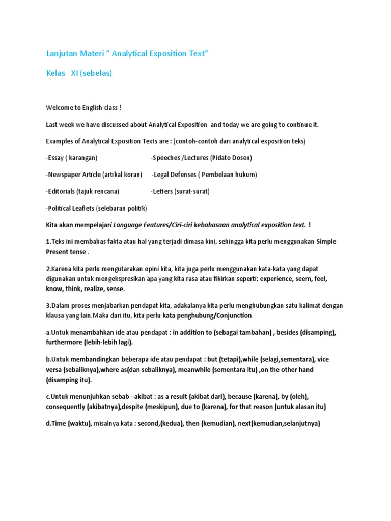 Lanjutan Materi Chapter4 Analytical Exposition Text Kls XI | PDF