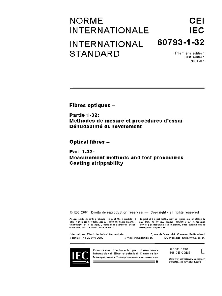 IEC 60793-1-32-2001 Coating Strippability | PDF | International ...