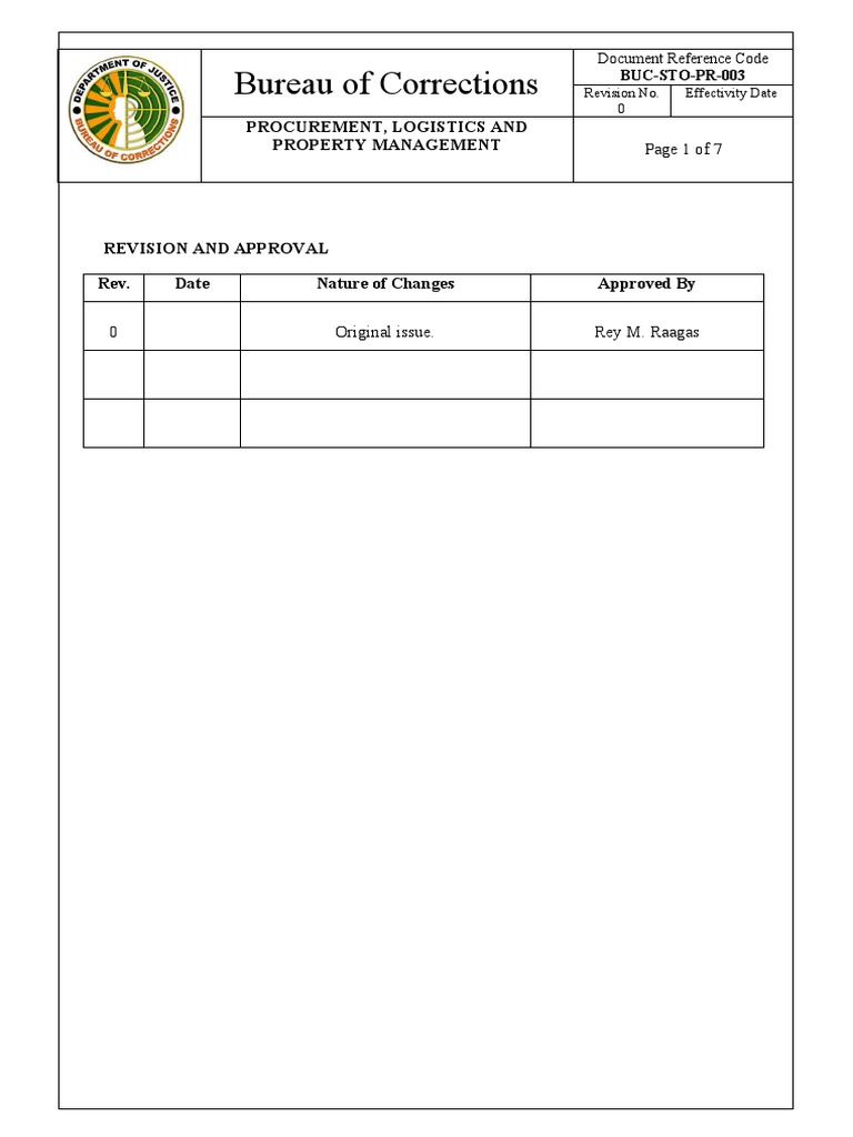 BUC-STO-PR-003 - Logistics & Property Management | PDF | Procurement ...