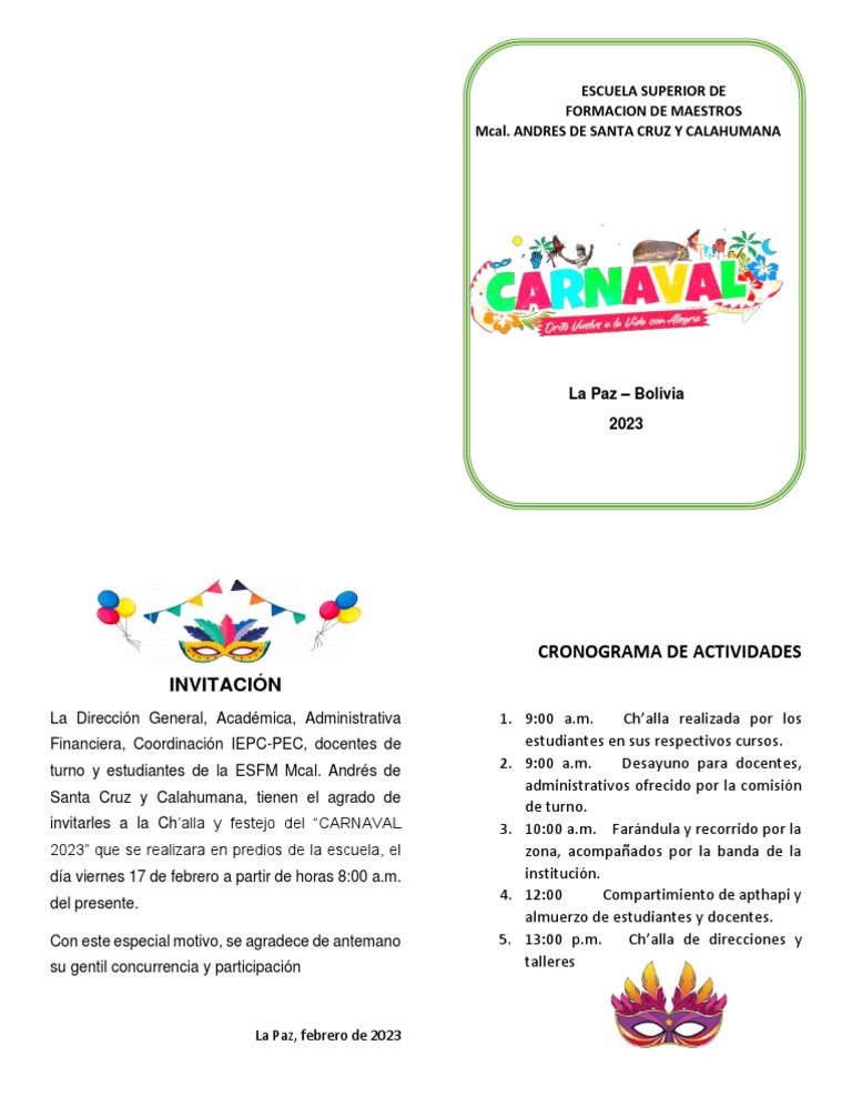 Carnaval Invitacion A Presentar | PDF